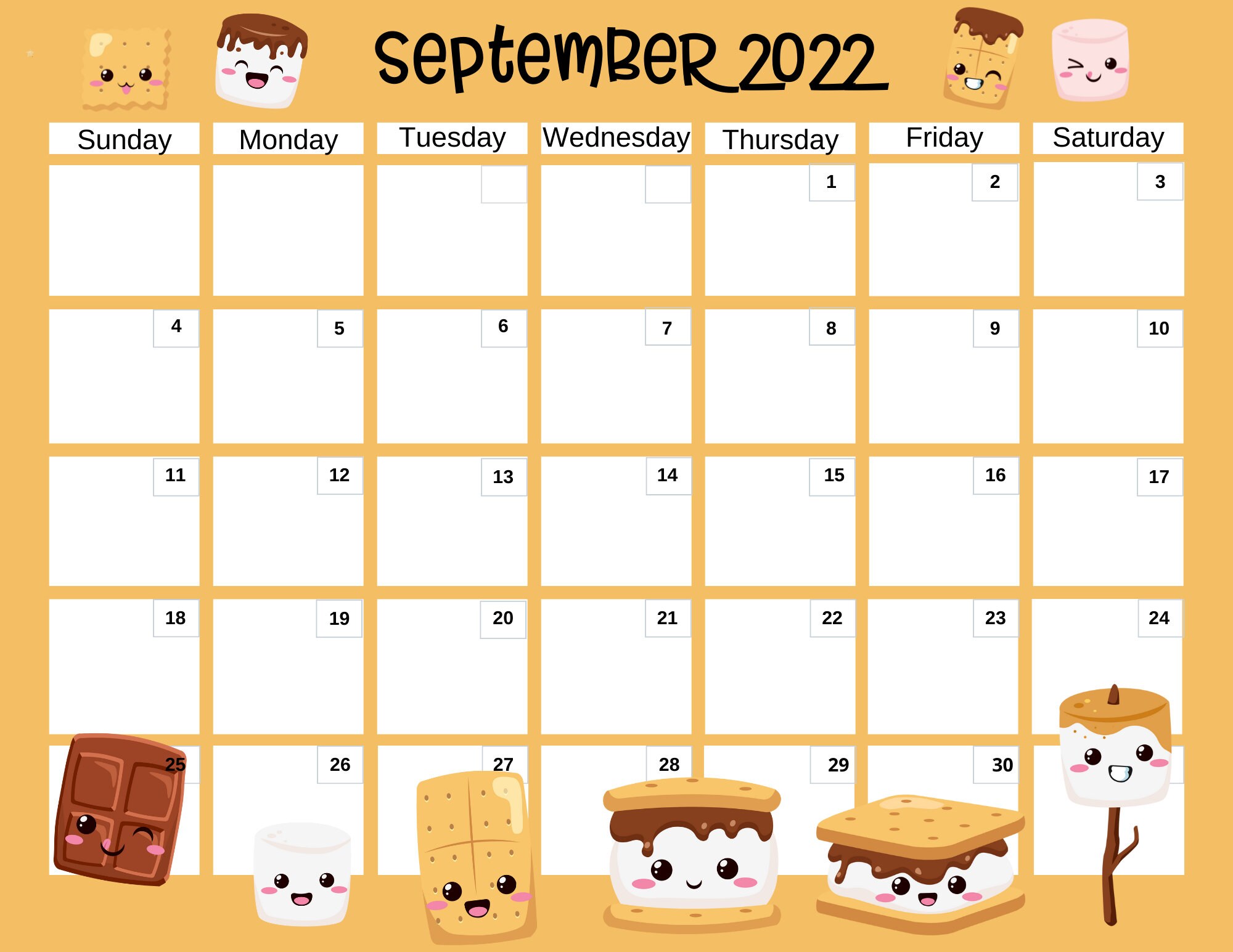 September 2022 Calendar Printable For Kids