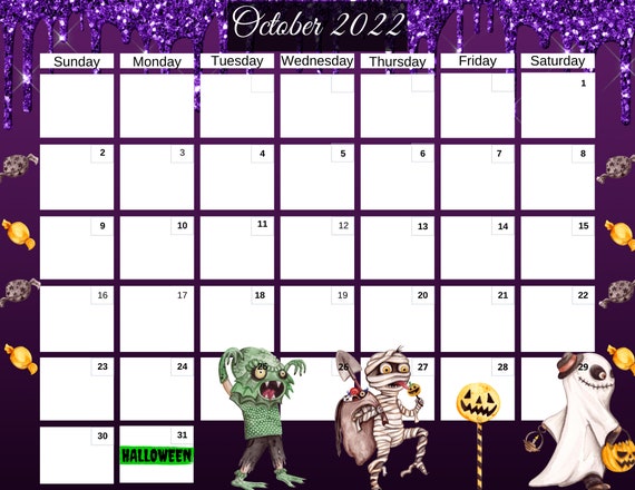 Halloween October 2022 Calendar