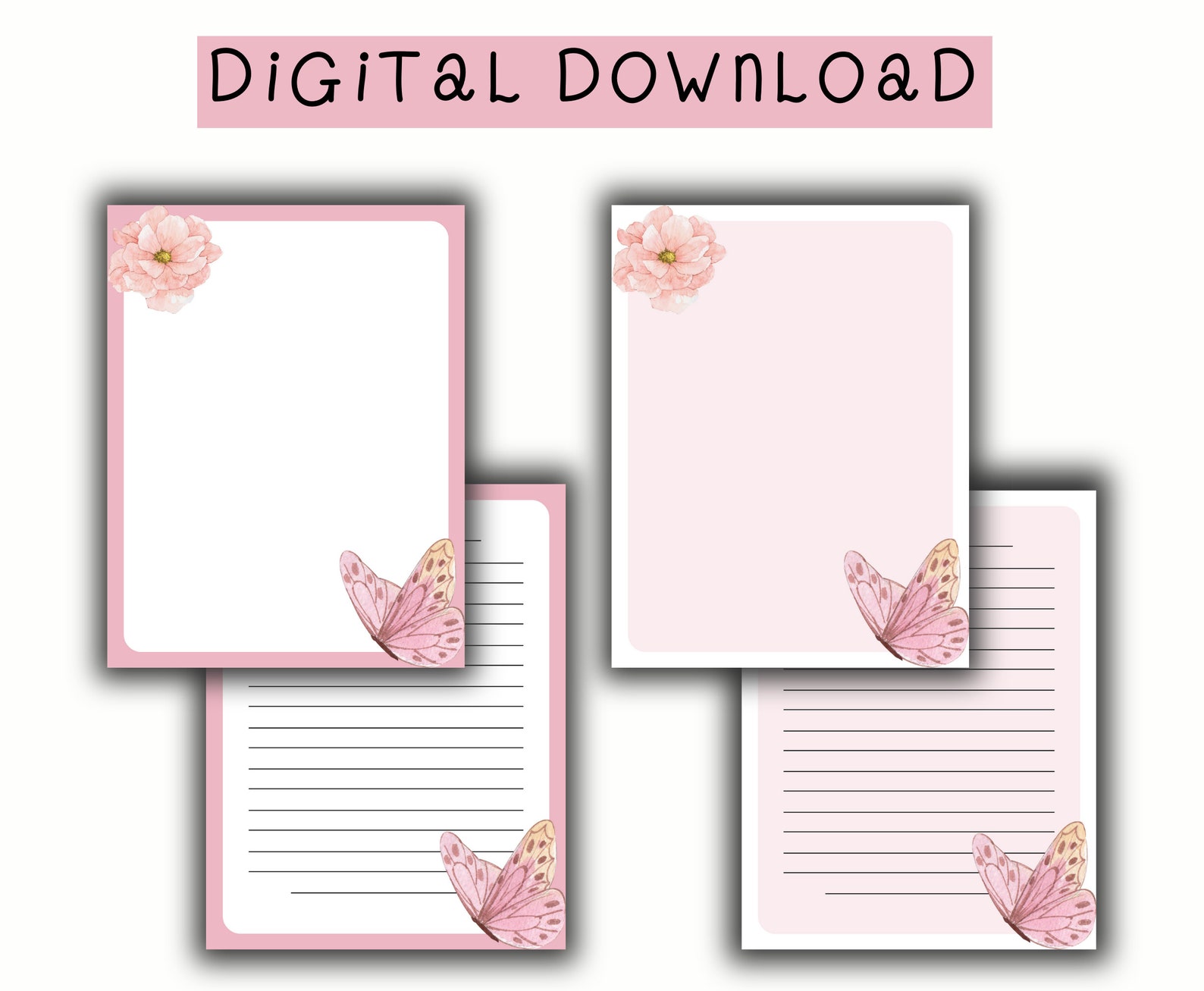 Printable Stationery Set US Letter Size PDF, Instant Download ...