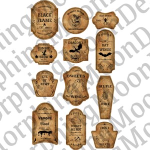 12 Halloween Potion Bottle Labels, Apothecary Labels, Spooky Witch ...