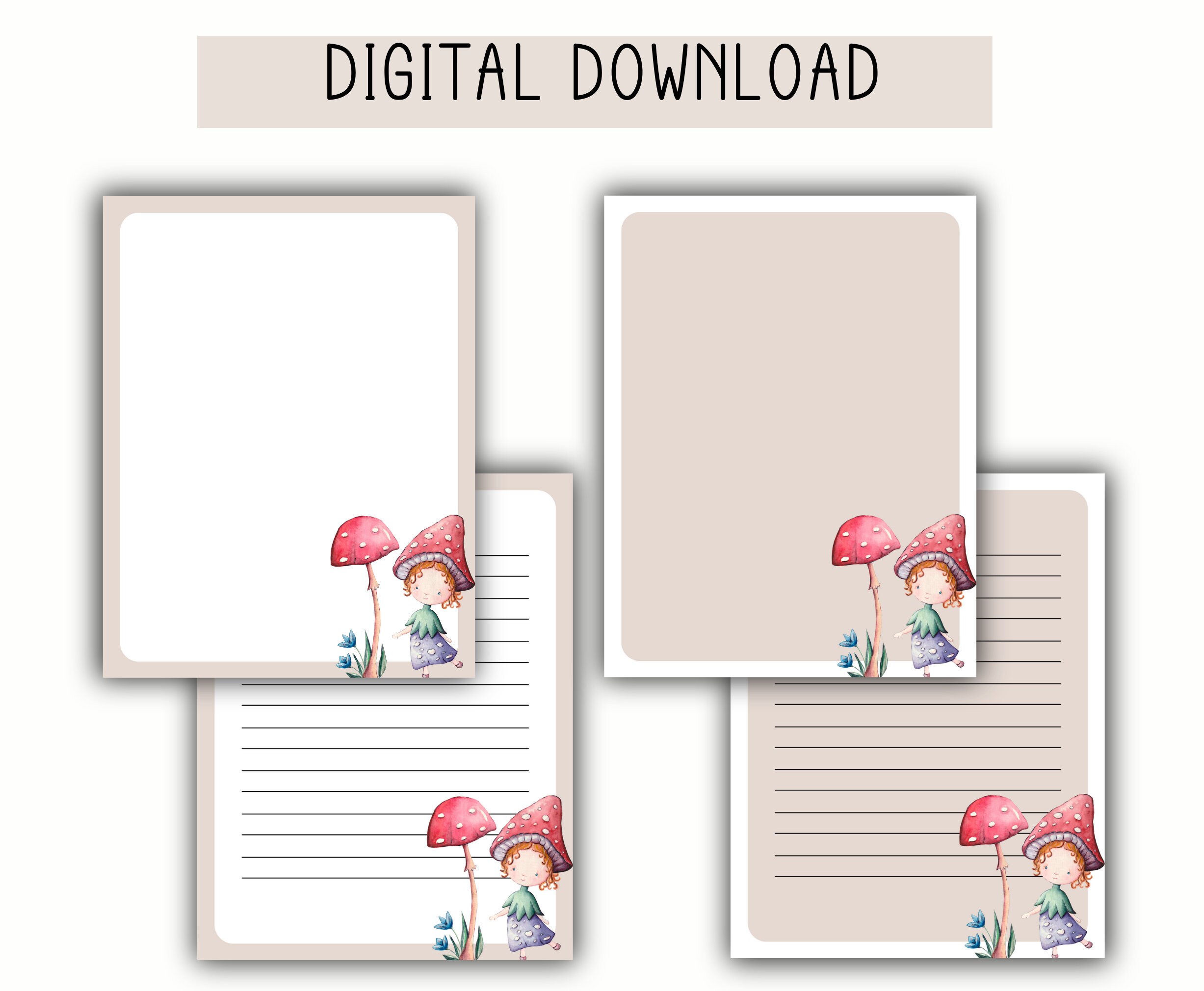 Printable Stationery Set US Letter Size PDF, Instant Download ...