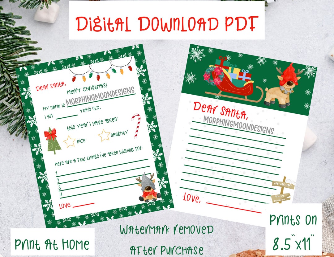 Printable Dear Santa Stationery Set US Letter Size PDF, Instant ...