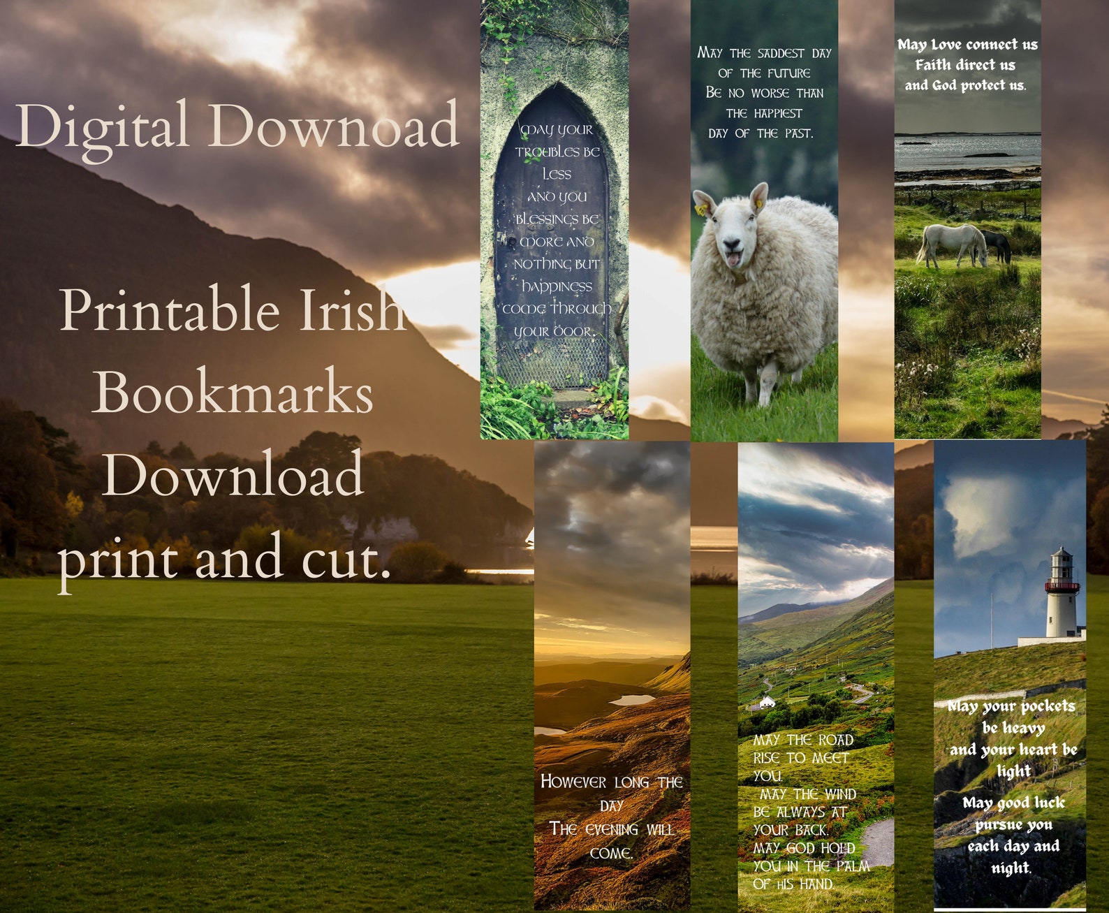 Irish Bookmarks Set #1: Irish Quotes Set of 6 Digital Prints Irish ...
