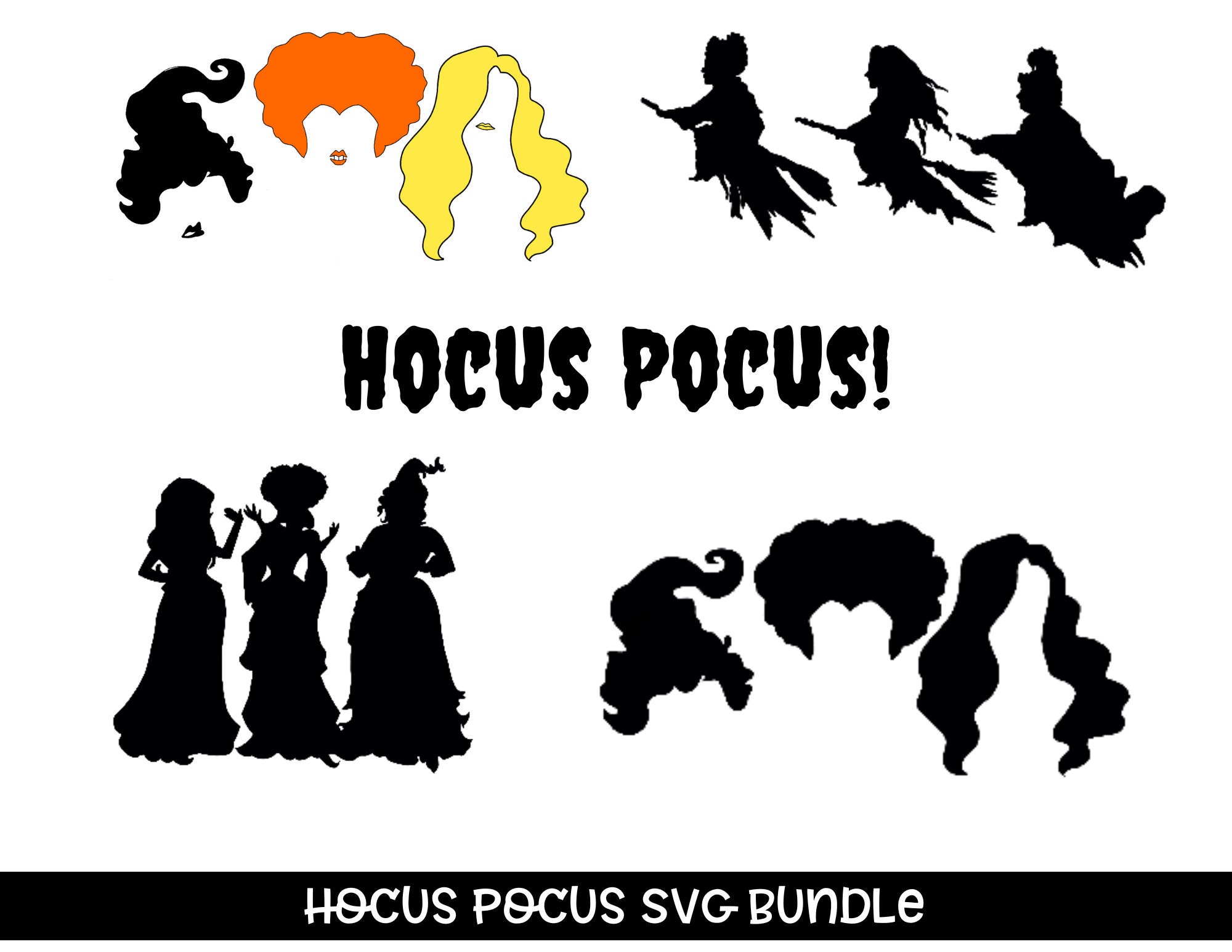 Hocus Pocus SVG Pack 3 Witches Brooms Halloween Movie - Etsy