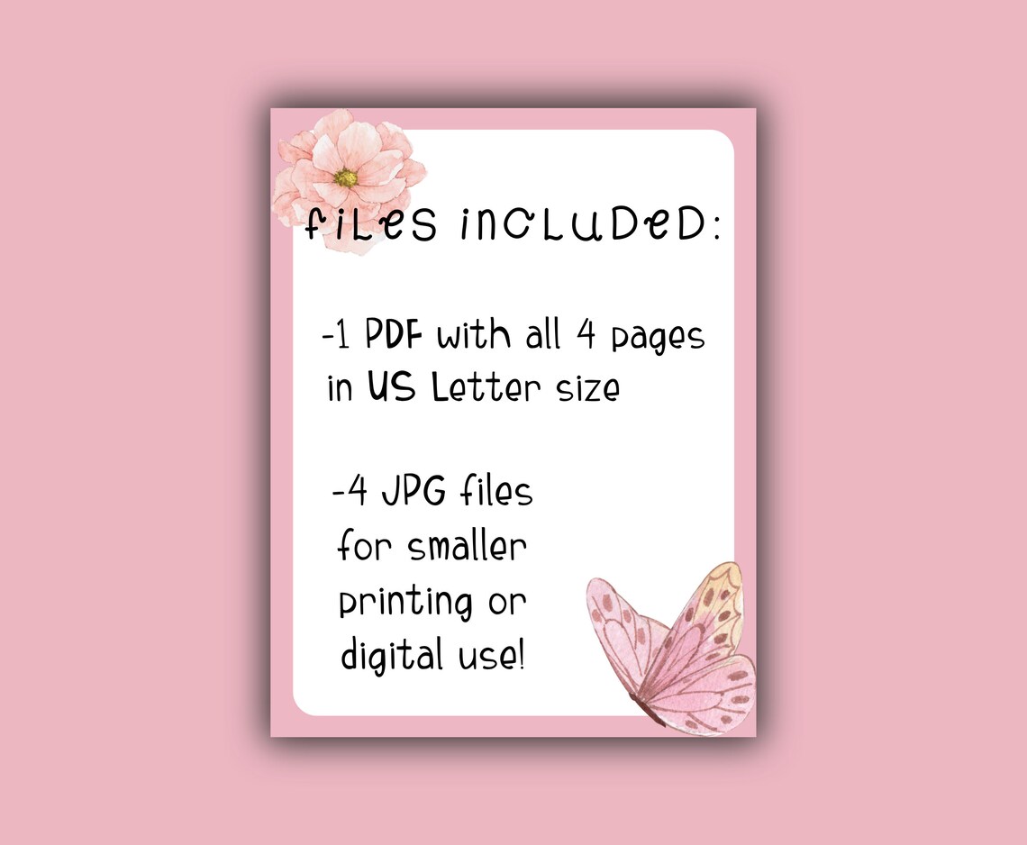Printable Stationery Set US Letter Size PDF, Instant Download ...