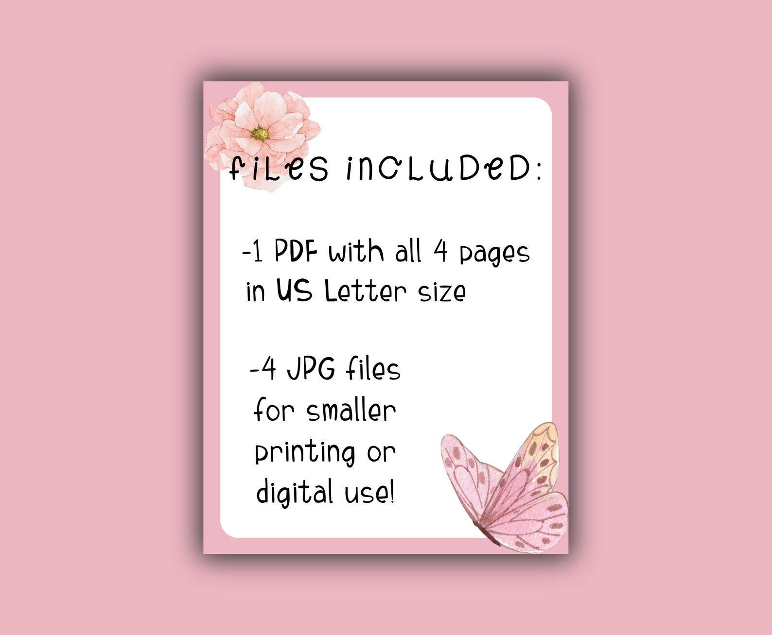Printable Stationery Set US Letter Size PDF, Instant Download ...