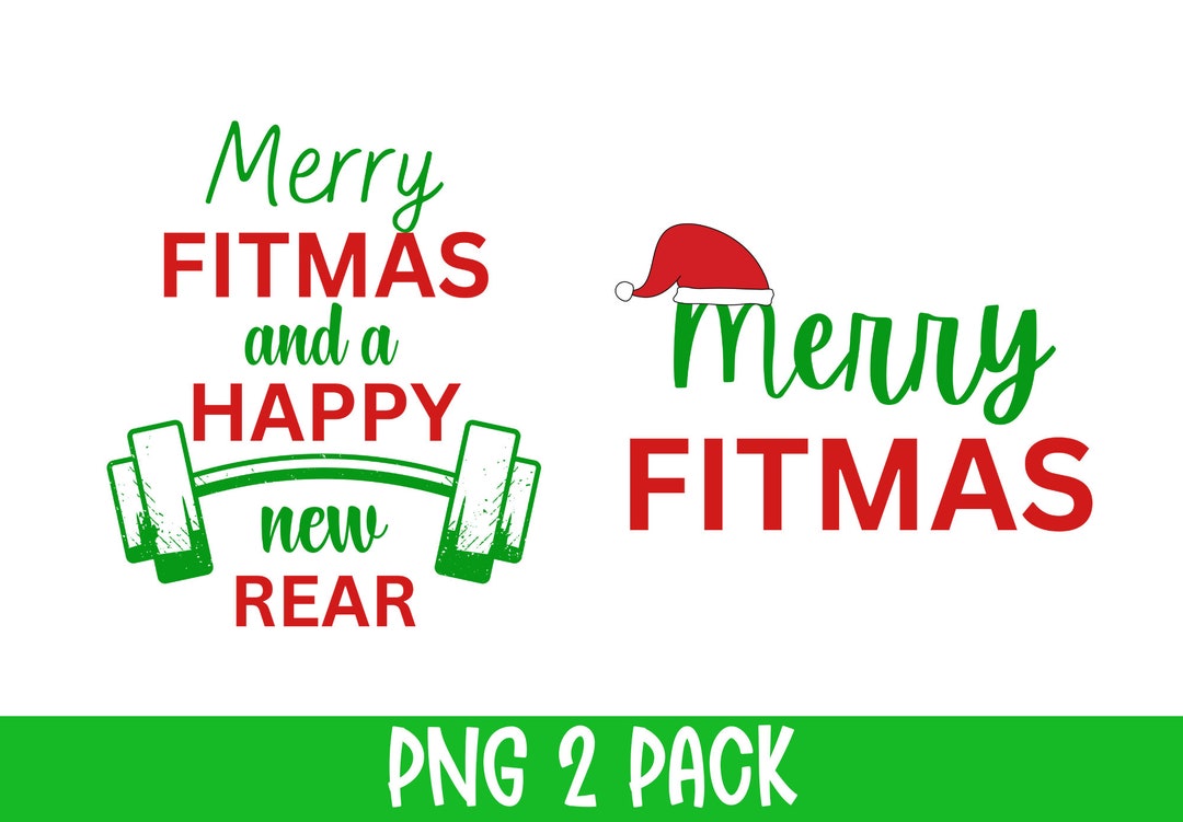 Xmas Fitness 2 Pack PNG, Merry Fitmas Instant Download, Happy New Rear ...