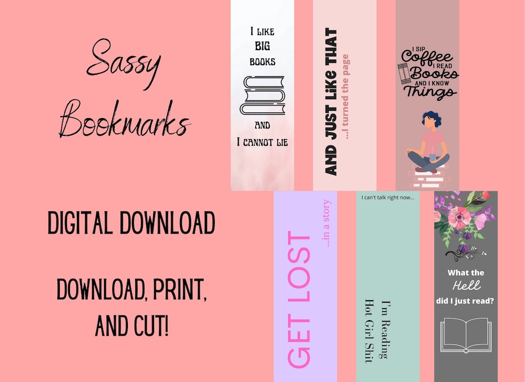 Sassy Bookmarks Rude Clever Sayings Set of 6 Digital Prints Adult ...