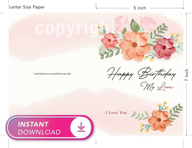 Printable Birthday Card in Flower Theme / Express Your Self to - Etsy