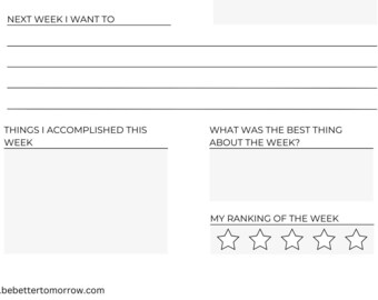 Weekly Check in Sheet A4 PDF Download - Etsy Canada