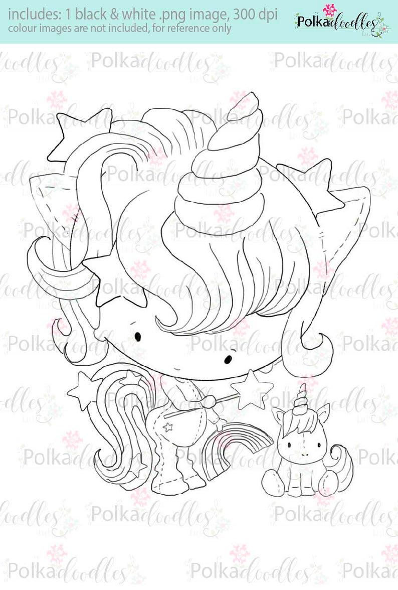 Unicorn Digital Stamp black/white Lil Miss Sugarpops Craft Digi ...