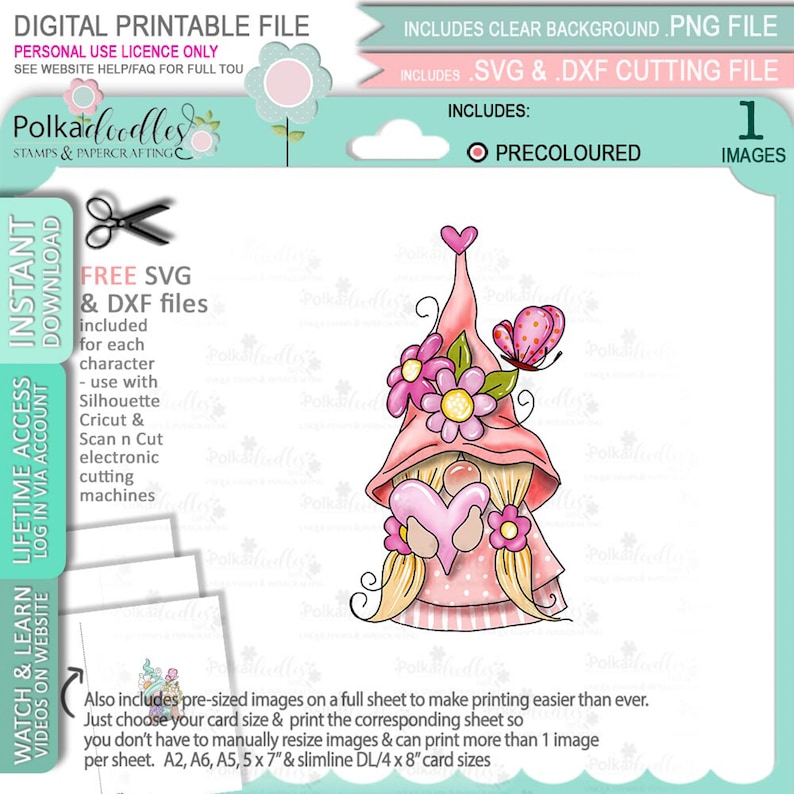 Spring Flower Gnome colour Value Bundle 6 X Cute Digital - Etsy