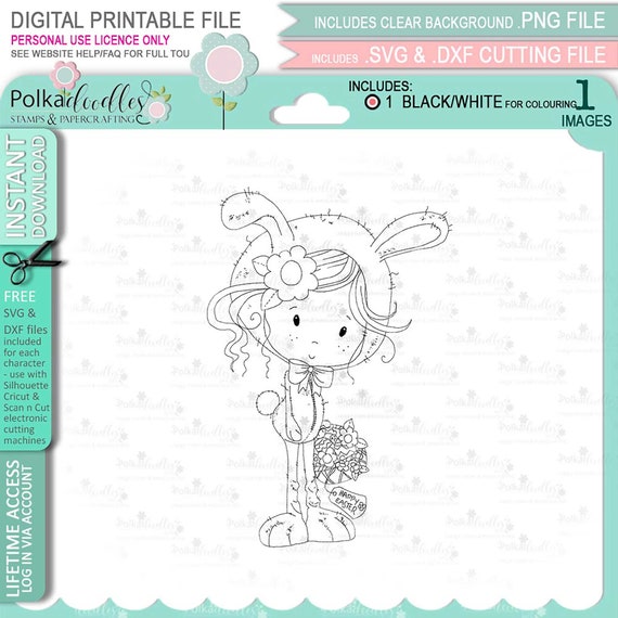 Easter Bunny Winnie cute Digital Stamp Printable Clipart for - Etsy