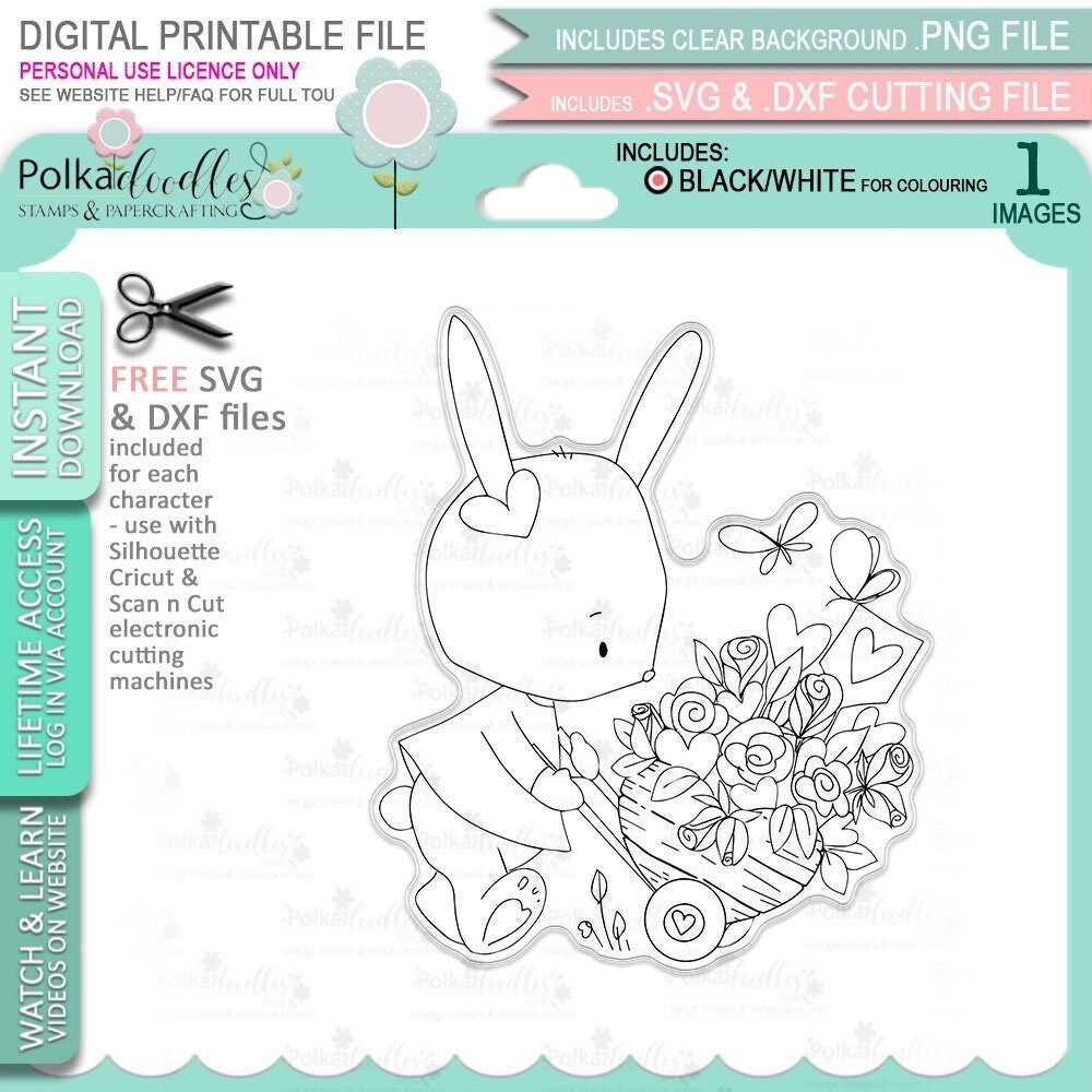Cute Digital Stamp Printable Clipart for Cards, Cardmaking, Craft ...