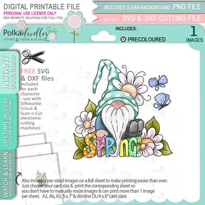 Spring Flower Gnome (colour) Value Bundle - 6 X Cute Digital Stamp ...