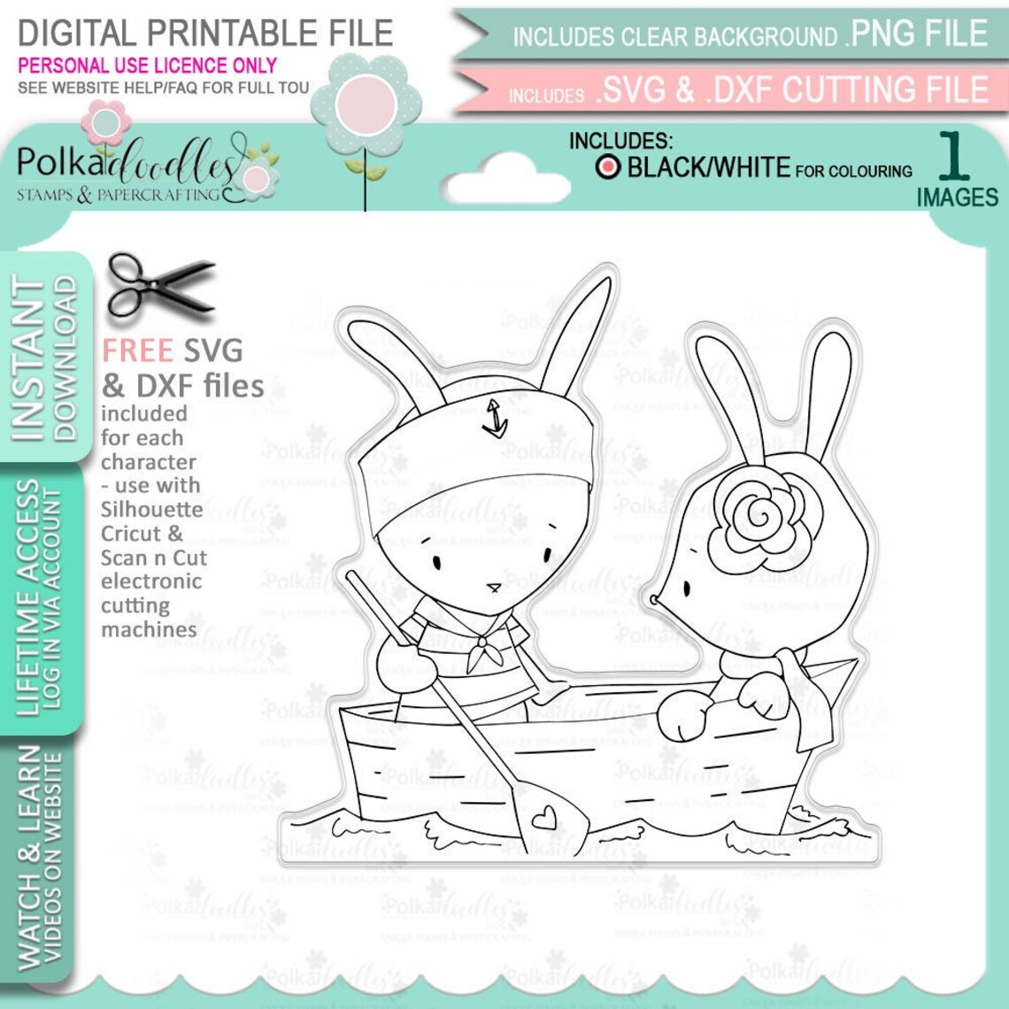 Cute Digital Stamp Printable Clipart for Cards, Cardmaking, Craft Sail ...