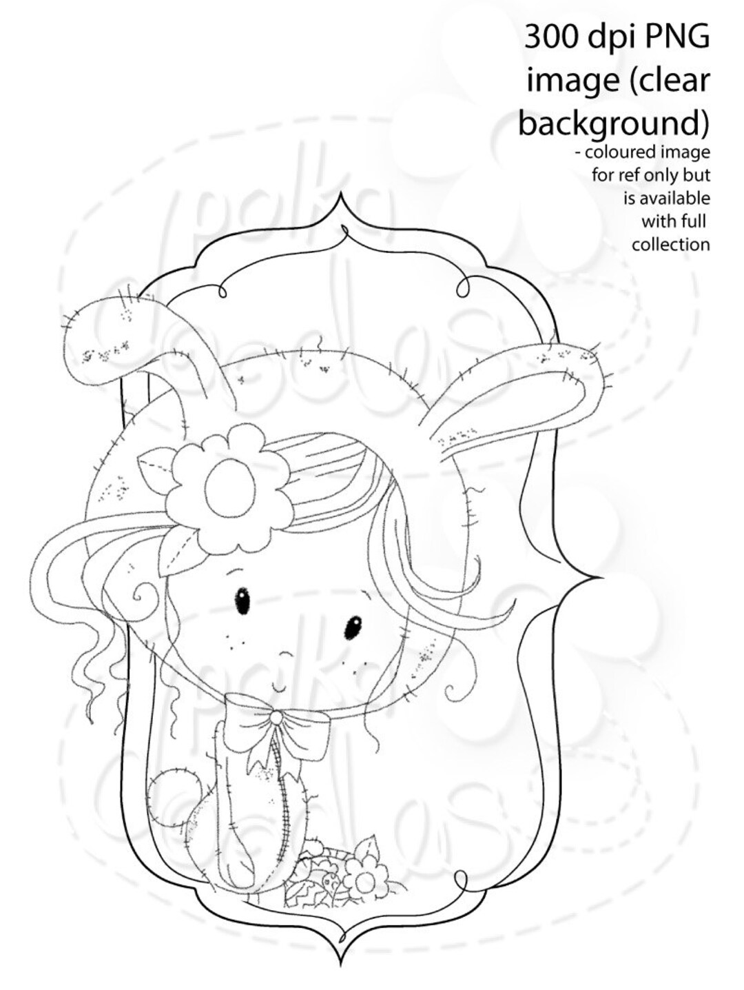 Bunny Rabbit Ears Easter - Cute Digital Stamp Printable Clipart for ...