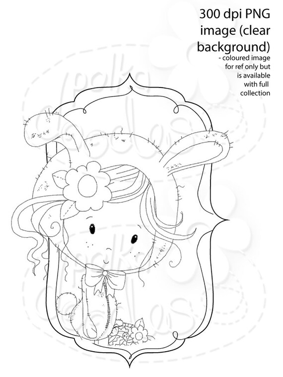 Bunny Rabbit Ears Easter Cute Digital Stamp Printable | Etsy