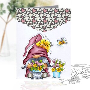 Spring Flower Plants Gnome (colour) - Cute Digital Stamp Printable ...
