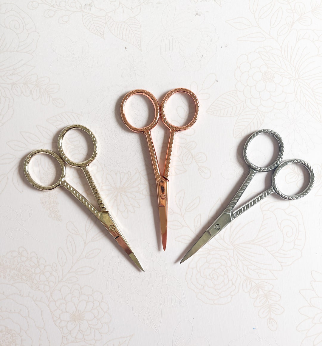 Gold embroidery scissors, Rose gold embroidery scissors, Silver ...
