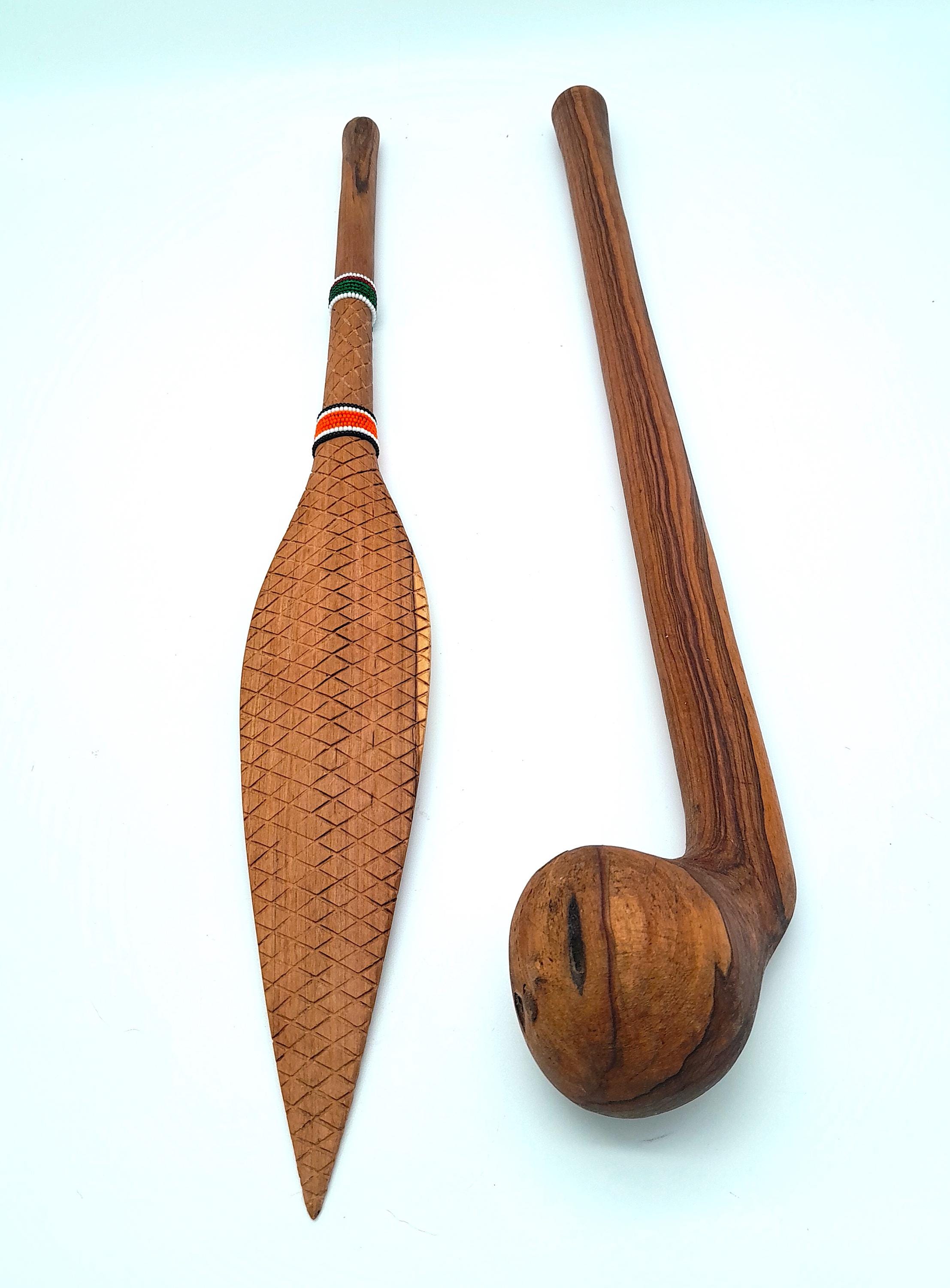 Decorative African Maasai Warrior Duo, Spear and Rungu (throwing Stick ...