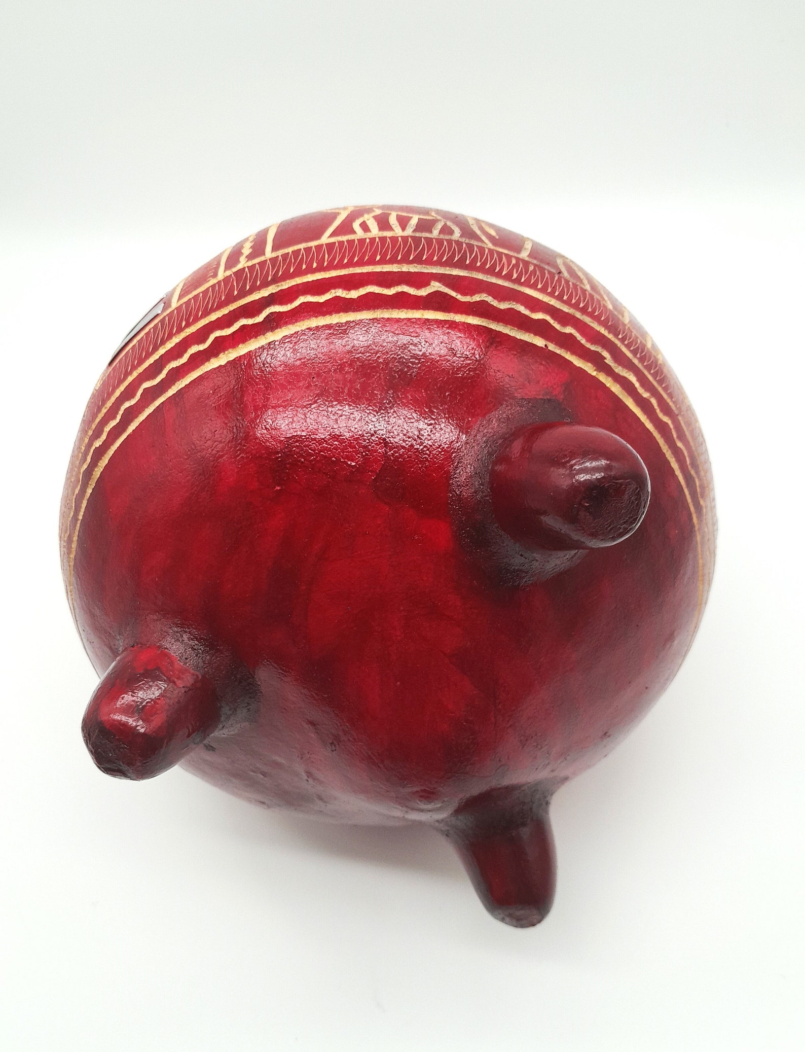 Large African Gourd Vase. Handcarved Animal Designs, Good for Home or ...