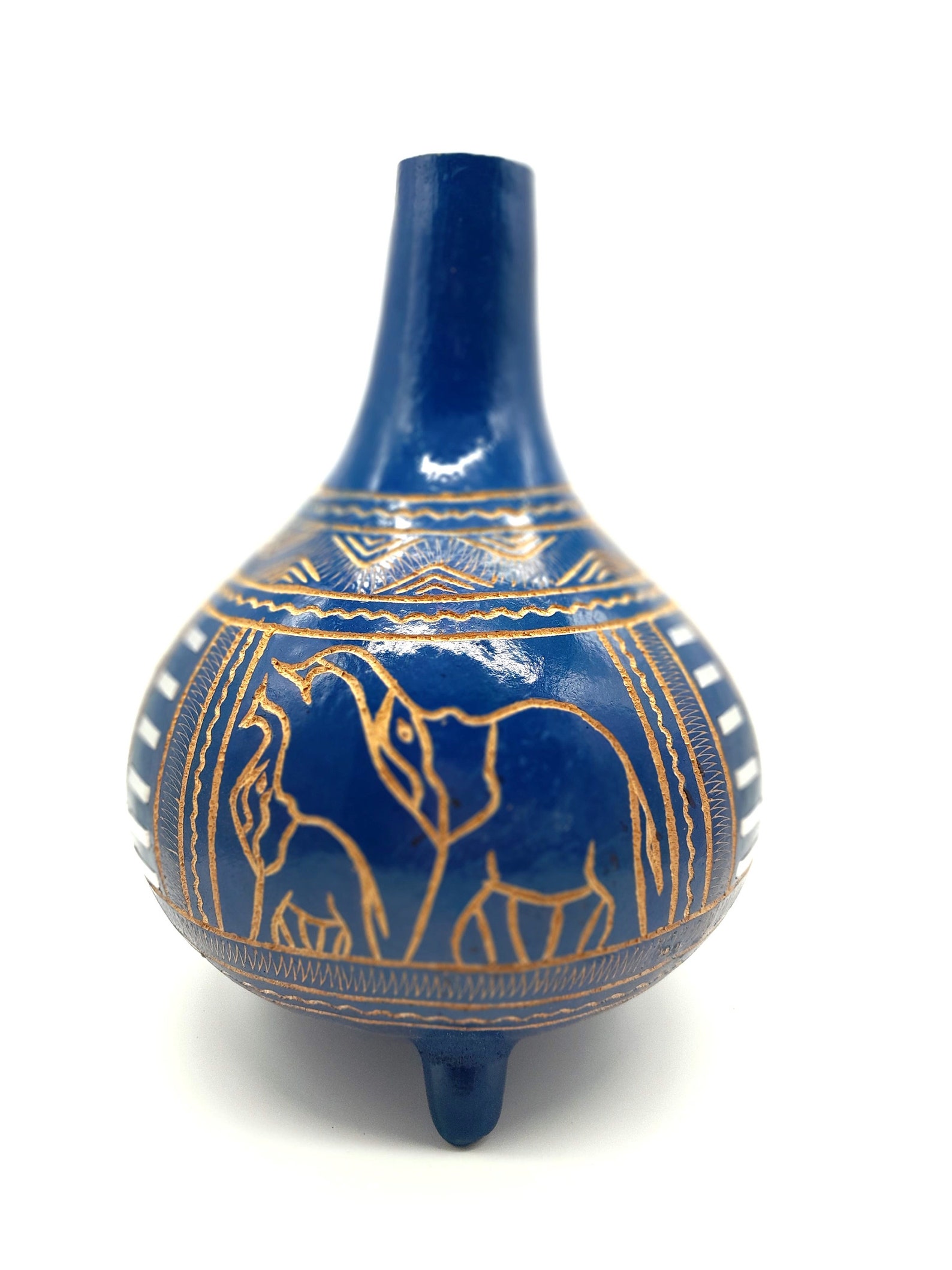 Large African Gourd Vase. Handcarved Animal Designs, Good for Home or ...