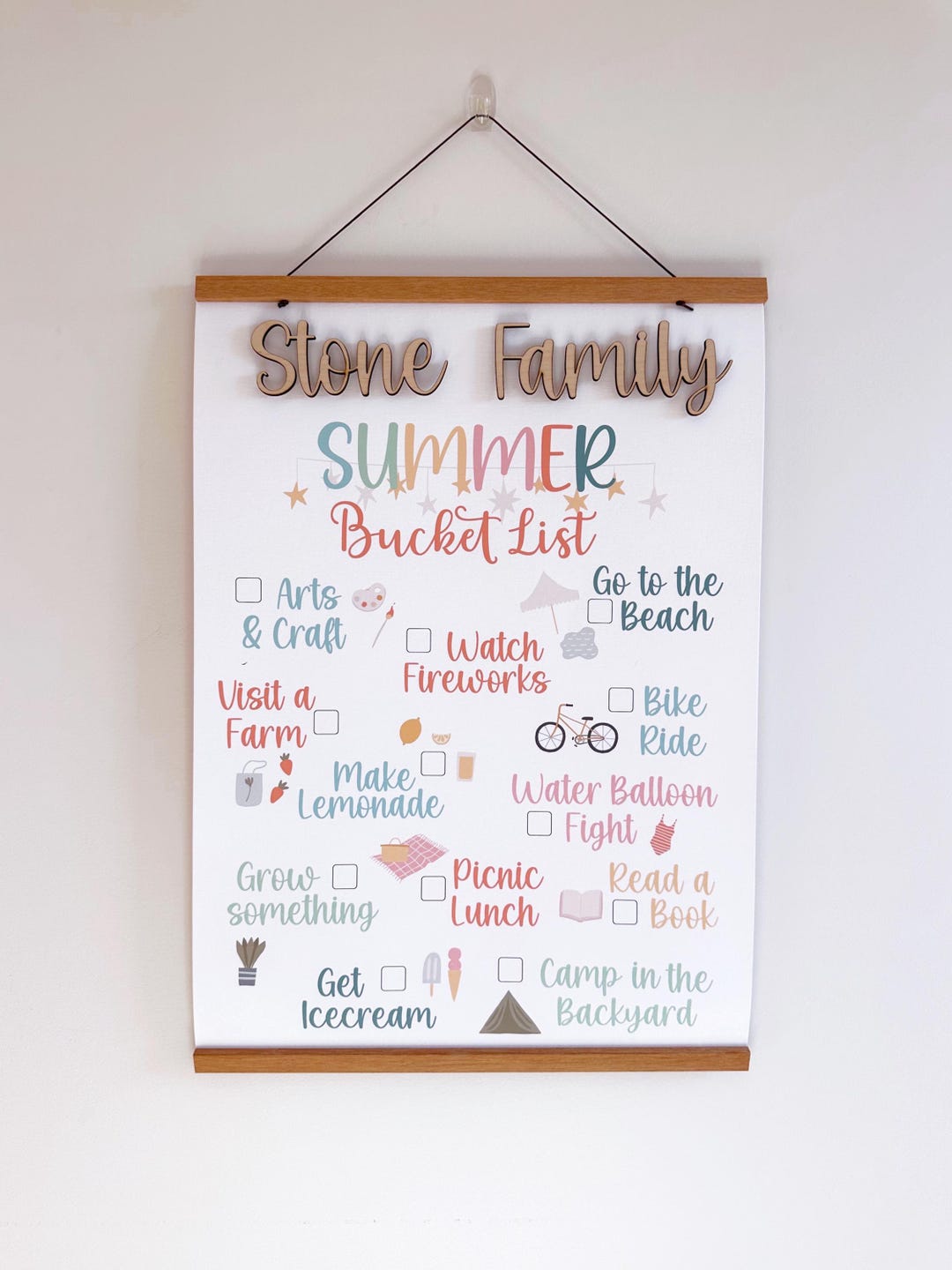 Set of 3 Seasonal Bucket List Signs With Magnetic Personalized Name ...