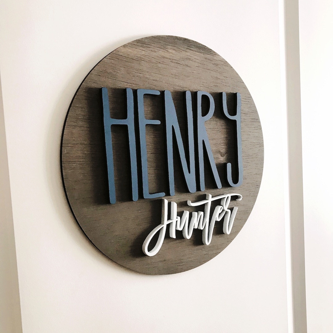 Round Name Sign, NO LETTER LIMIT, Nursery Name Sign, Door Hanger, Baby ...