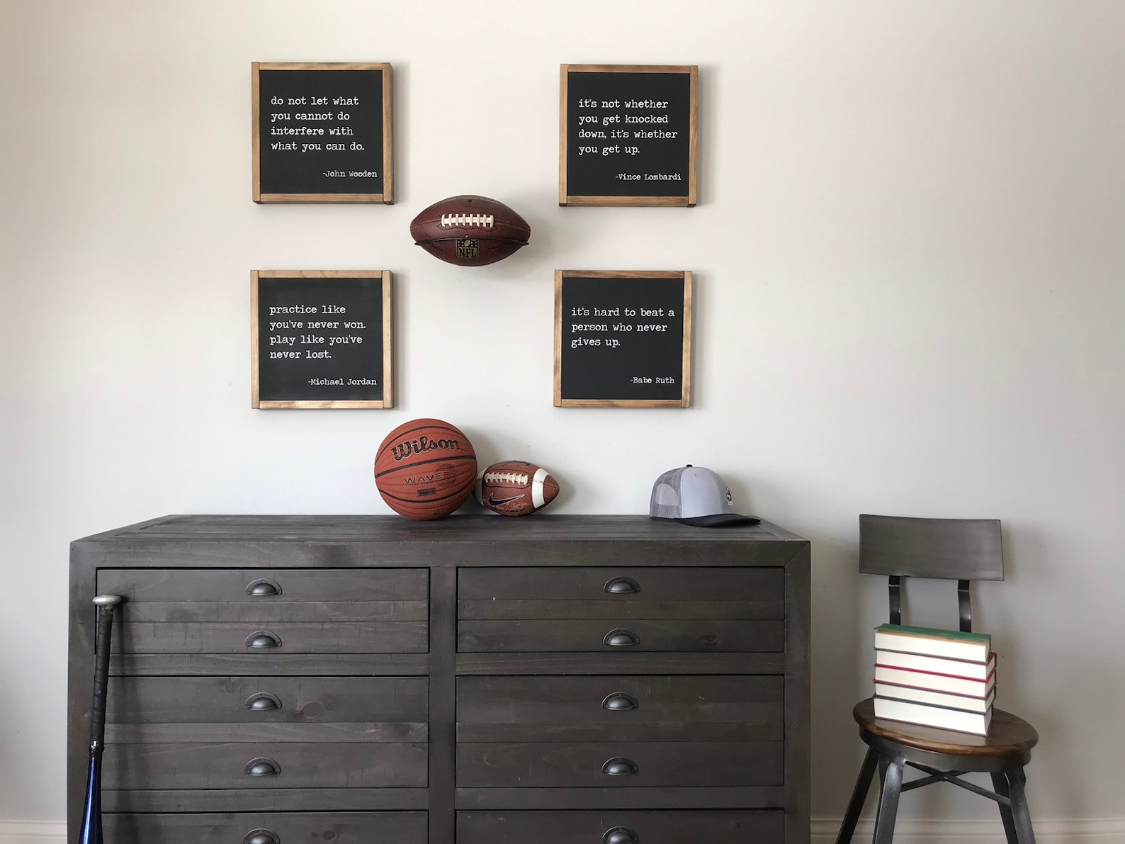 Sports Quote Set of 4 Sports Decor Kids Decor Motivational | Etsy