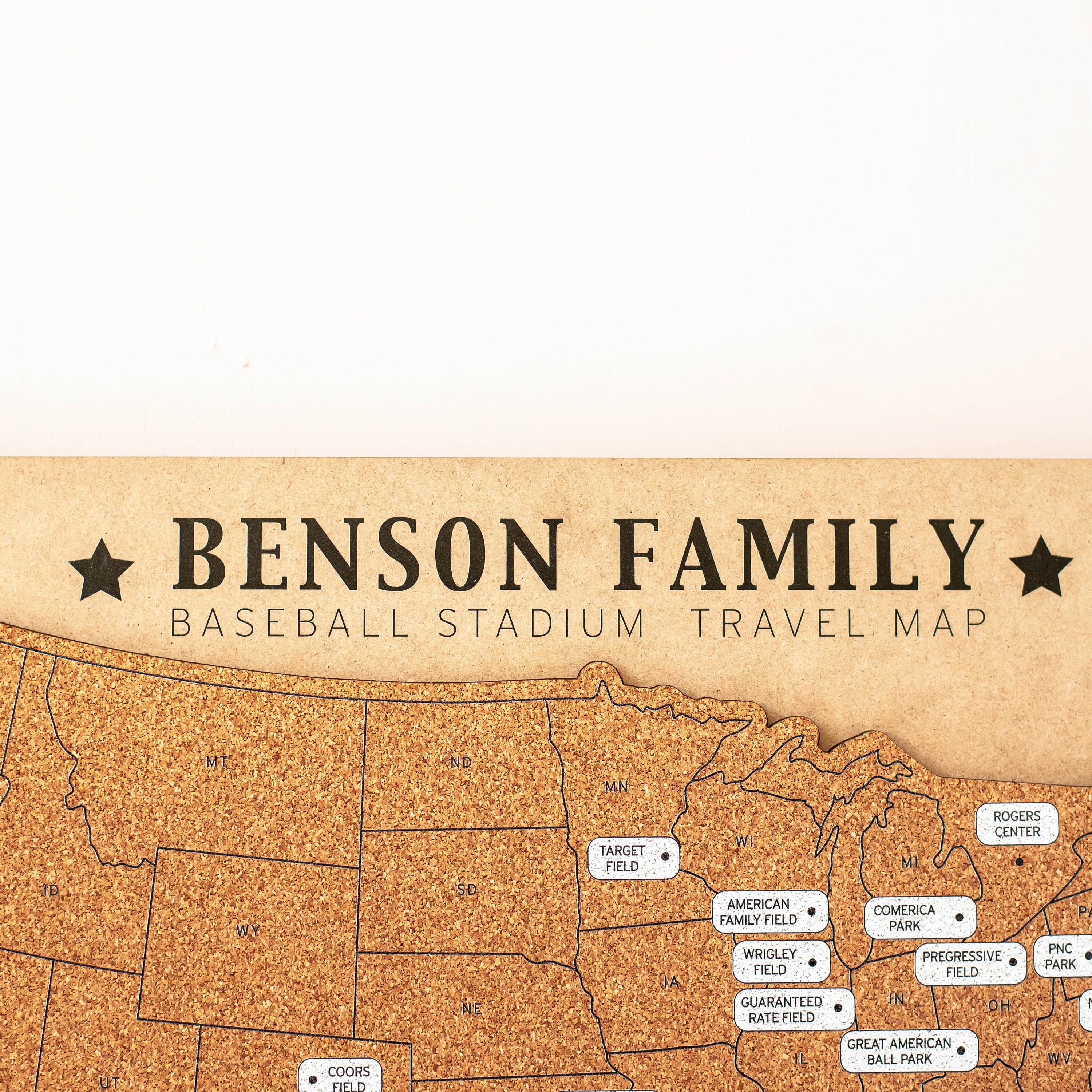MLB Stadium Tour Map: Baseball Family Travel Cork Board - Etsy