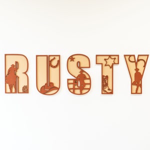 Name Sign, Nursery Name Sign, Western Cowboy Name Sign for Kids Room ...
