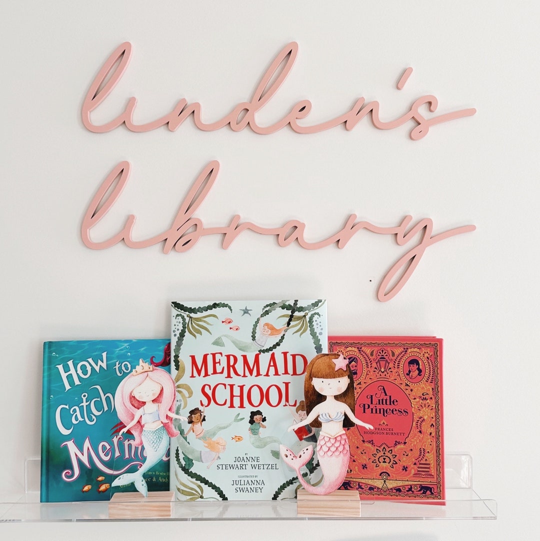 Library Personalized Sign, Nursery Name Sign Cut Out, Nursery Wall ...