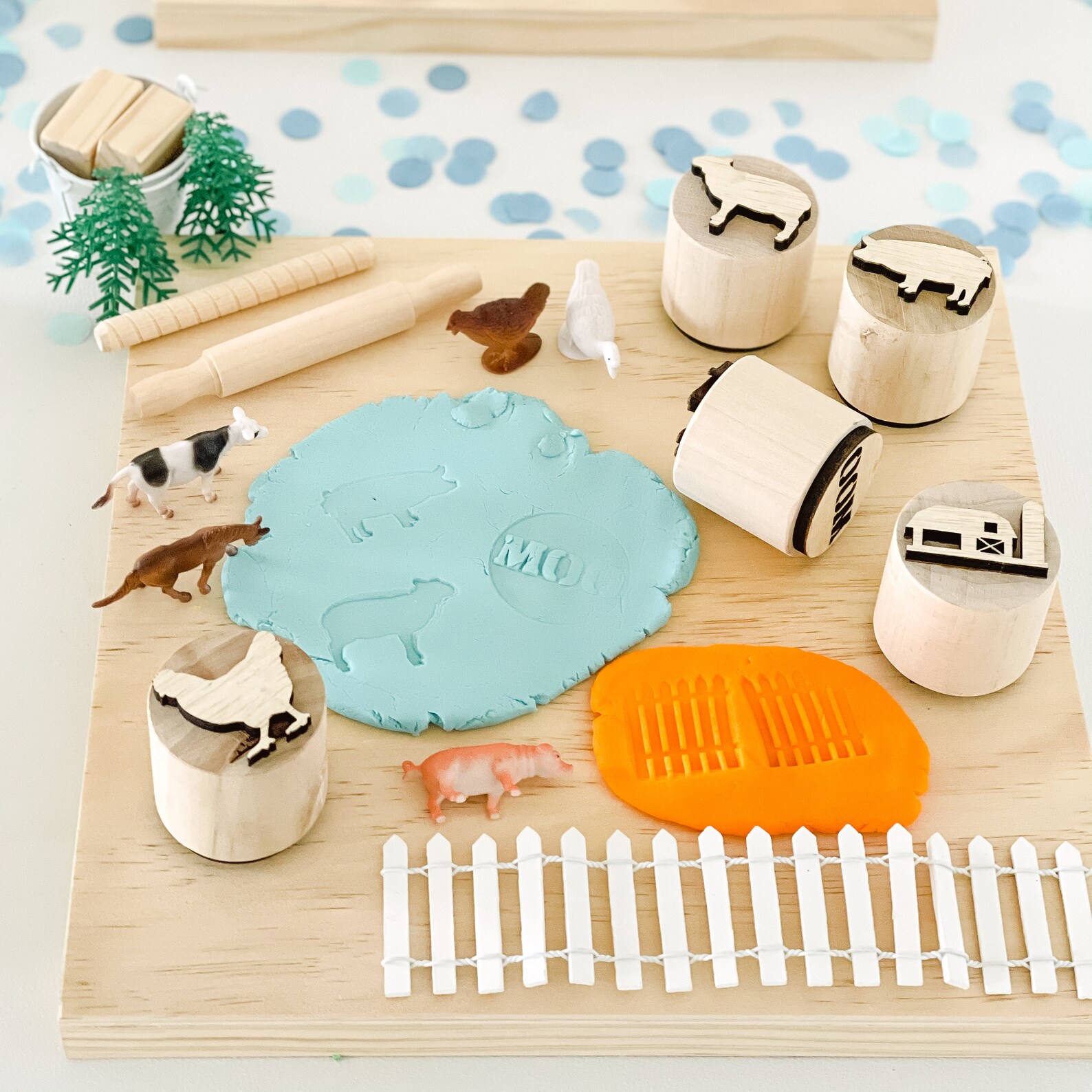 Farm playdough stamps sensory kit tools | Etsy