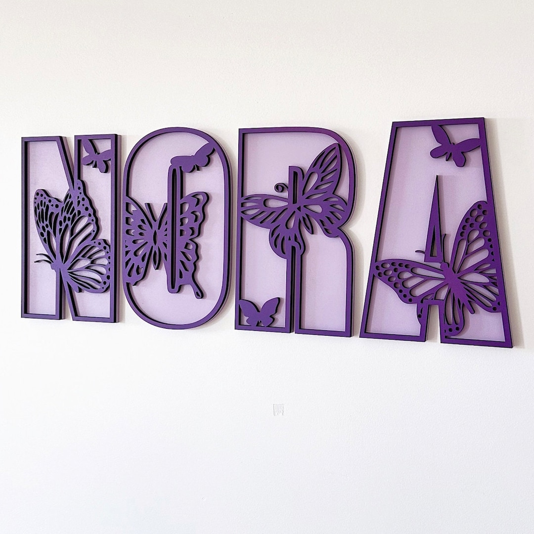 Custom Butterfly Name Sign: Layered Wood Nursery Decor - Etsy