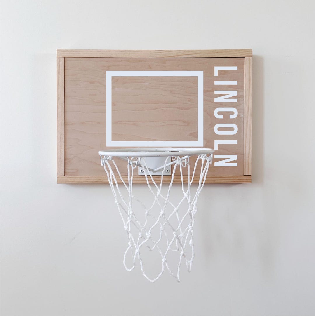 Personalized Mini Wood Basketball Goal: Kids Room Decor With White Rim ...