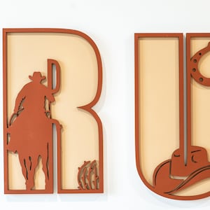 Name Sign, Nursery Name Sign, Western Cowboy Name Sign for Kids Room ...