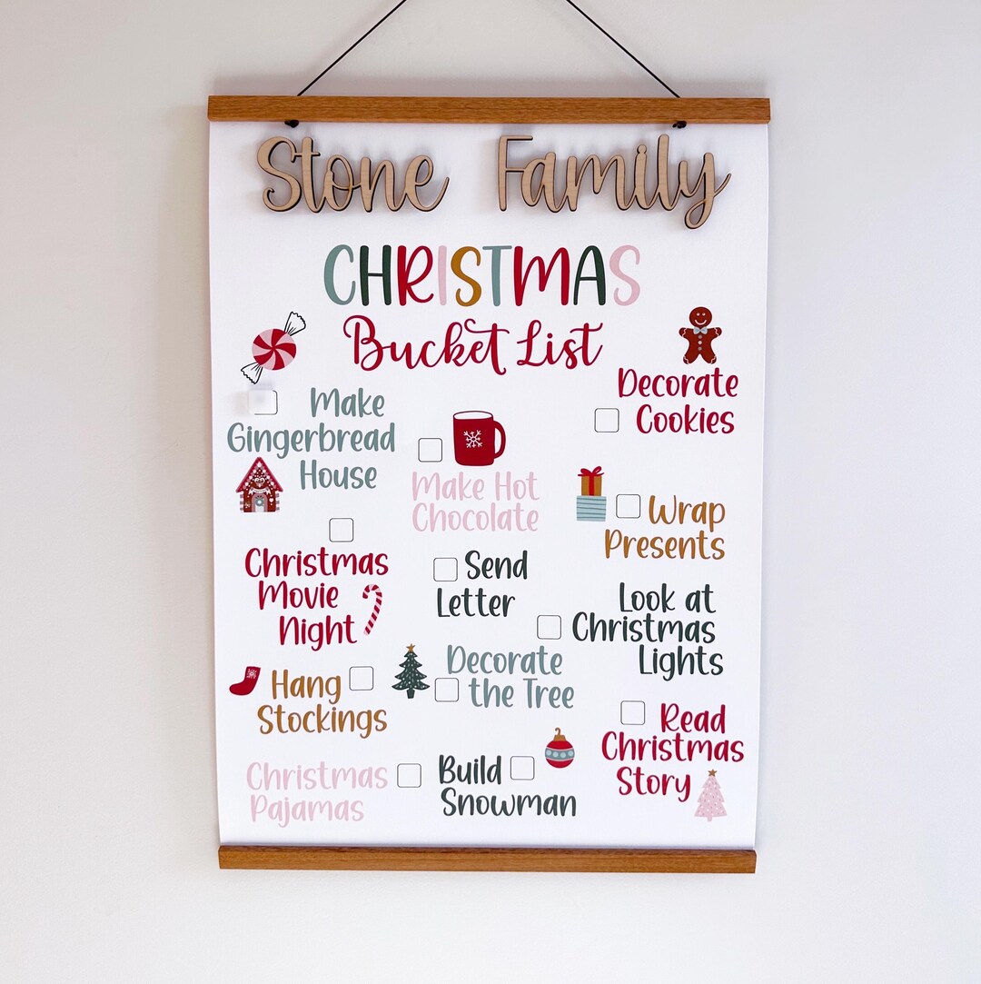 Set of 3 Seasonal Bucket List Signs With Magnetic Personalized Name ...
