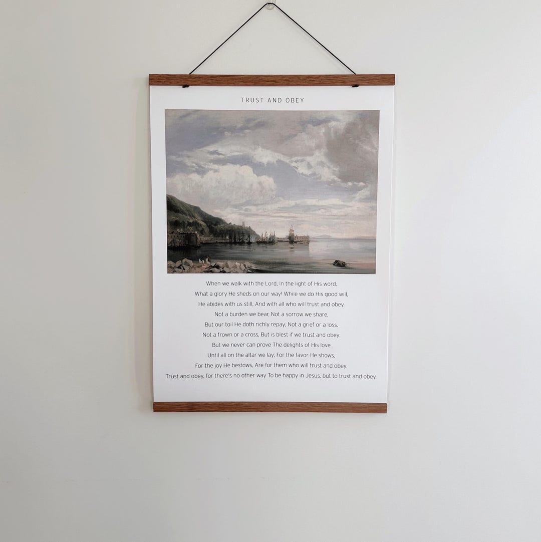 Vintage Hymn Oil Painting Print on Canvas - Trust and Obey Christian ...