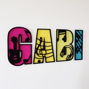 Name Sign, Nursery Name Sign, Music Name Sign for Kids Room, Cut Out ...