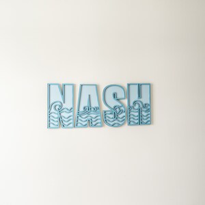 Personalized Wave Name Sign: Layered Wooden Nursery Decor - Etsy