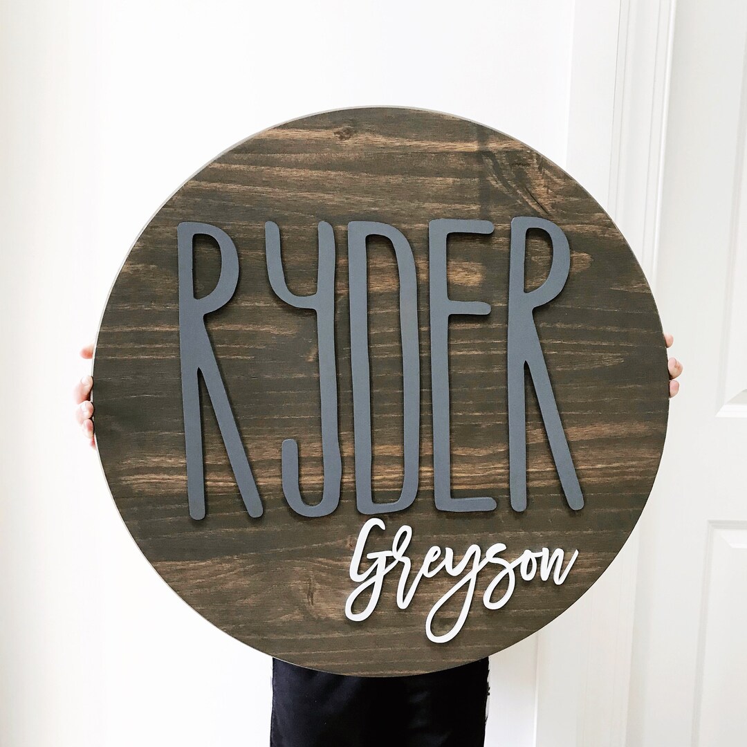 Round Name Sign, NO LETTER LIMIT, 24 Round Sign, Nursery Name Sign - Etsy