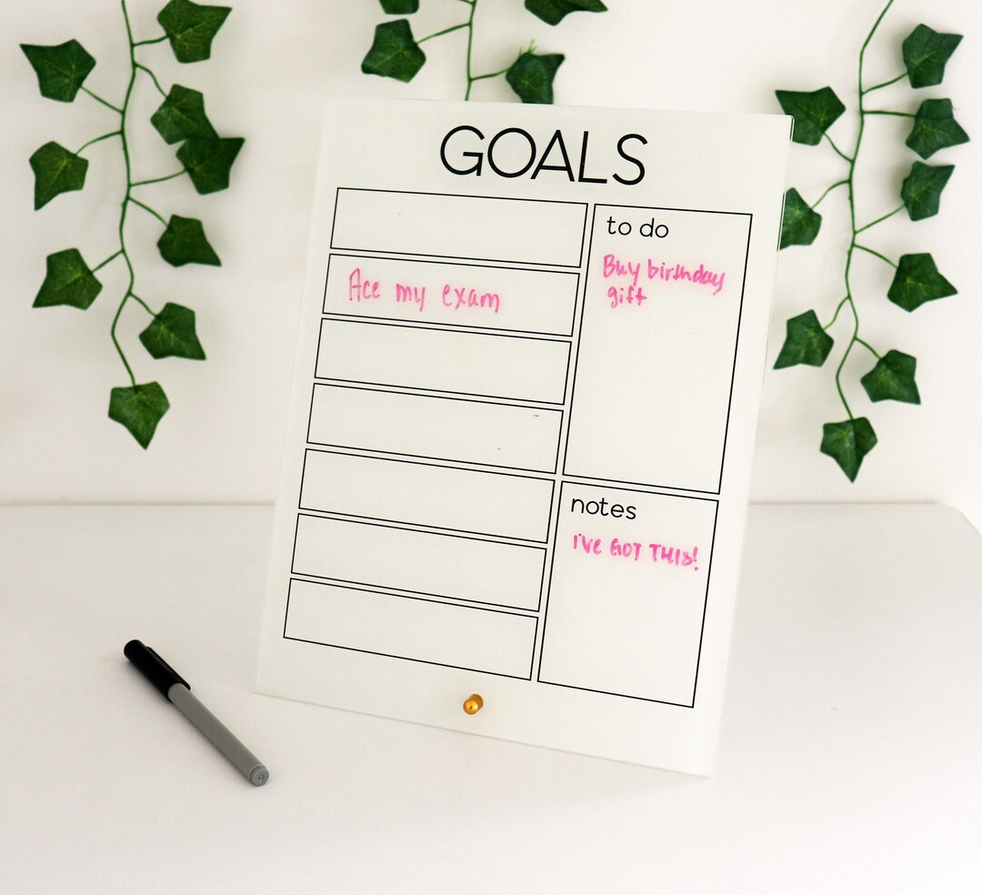 Personalized Acrylic Desktop Goals Board: Dry Erase Calendar - Etsy