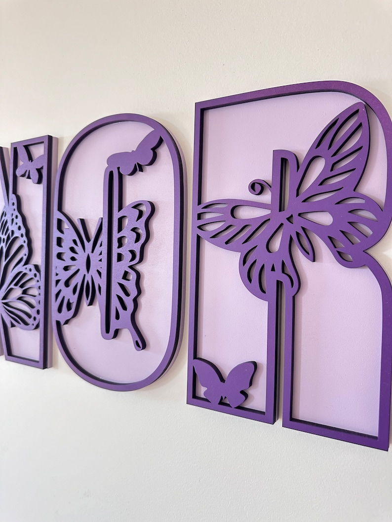 Custom Butterfly Name Sign: Layered Wood Nursery Decor - Etsy