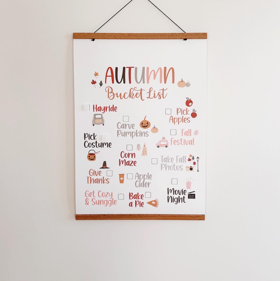 Set of 3 Seasonal Bucket List Signs With Magnetic Personalized Name ...