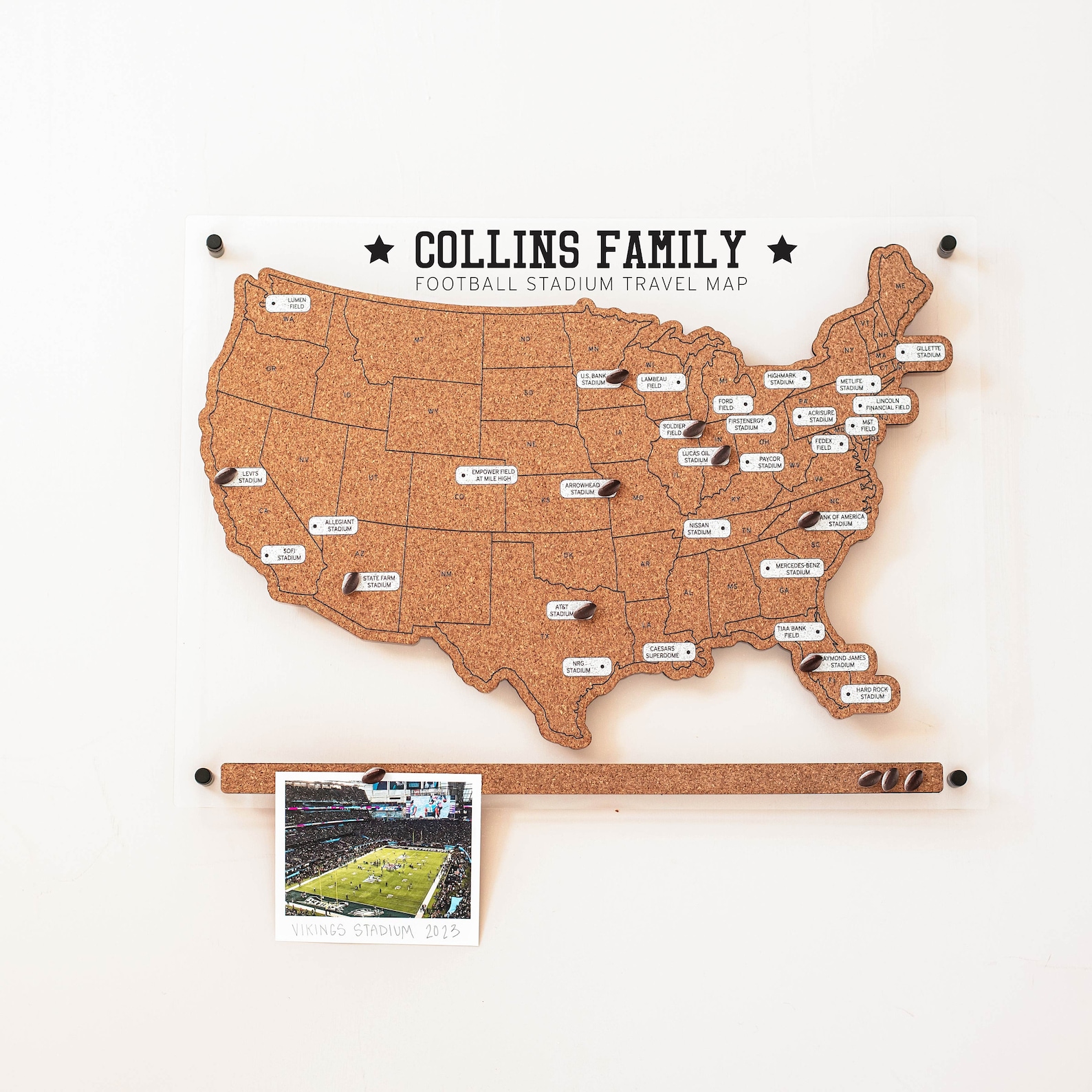 NFL Stadium Tour Cork Board Map: Football Family Travel Tracker - Etsy