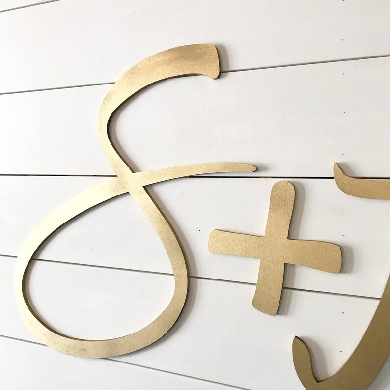 Modern Script Wedding Initials Gold Initials Bride and Groom - Etsy