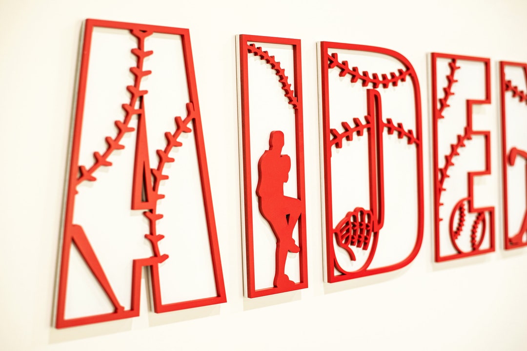 Baseball Name Sign: Layered Wood Letters, Nursery Decor - Etsy