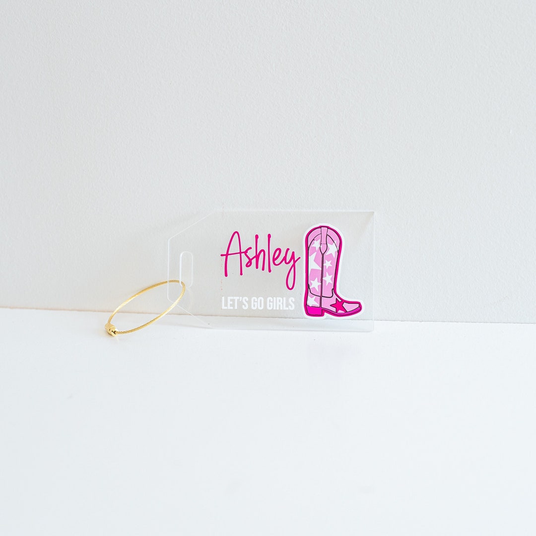 Cowgirl Boot Personalized Luggage Tag, Acrylic Luggage Tag, Seating ...
