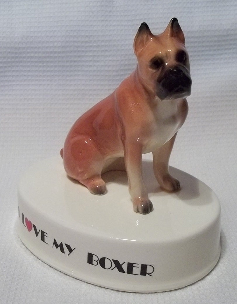 Vintage Porcelain Ceramic Boxer Figurine I Love My Dog George - Etsy.de